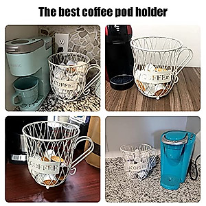 Stegodon White K Cup Holder, 50 Coffee Pod Holder, Large Capacity Kcups Pod Organizer for Coffee Bar Decor, Coffee Pod Storage Basket Accessories for Counter, Office