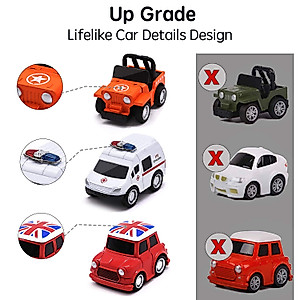 Metal Pull Back Cars, Up Grade 8 Pack Kids Die-cast Alloy Toy Vehicles Friction Powered Toy Monster Trucks Buses for Toddlers & Boys, Pull Back Cars for Aged 3-14 Year Old Children