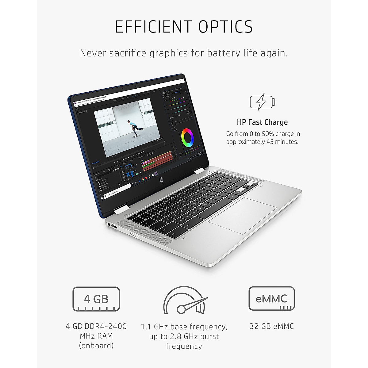 HP Chromebook 360 14a 2-in-1 Laptop, Intel Celeron Processor, 4 GB RAM, 32 GB eMMC, 14” HD (1366 x 768) Chrome OS, Webcam & Dual Mics, Work & Play with Long Battery Life (14a-ca0060nr, 2021)