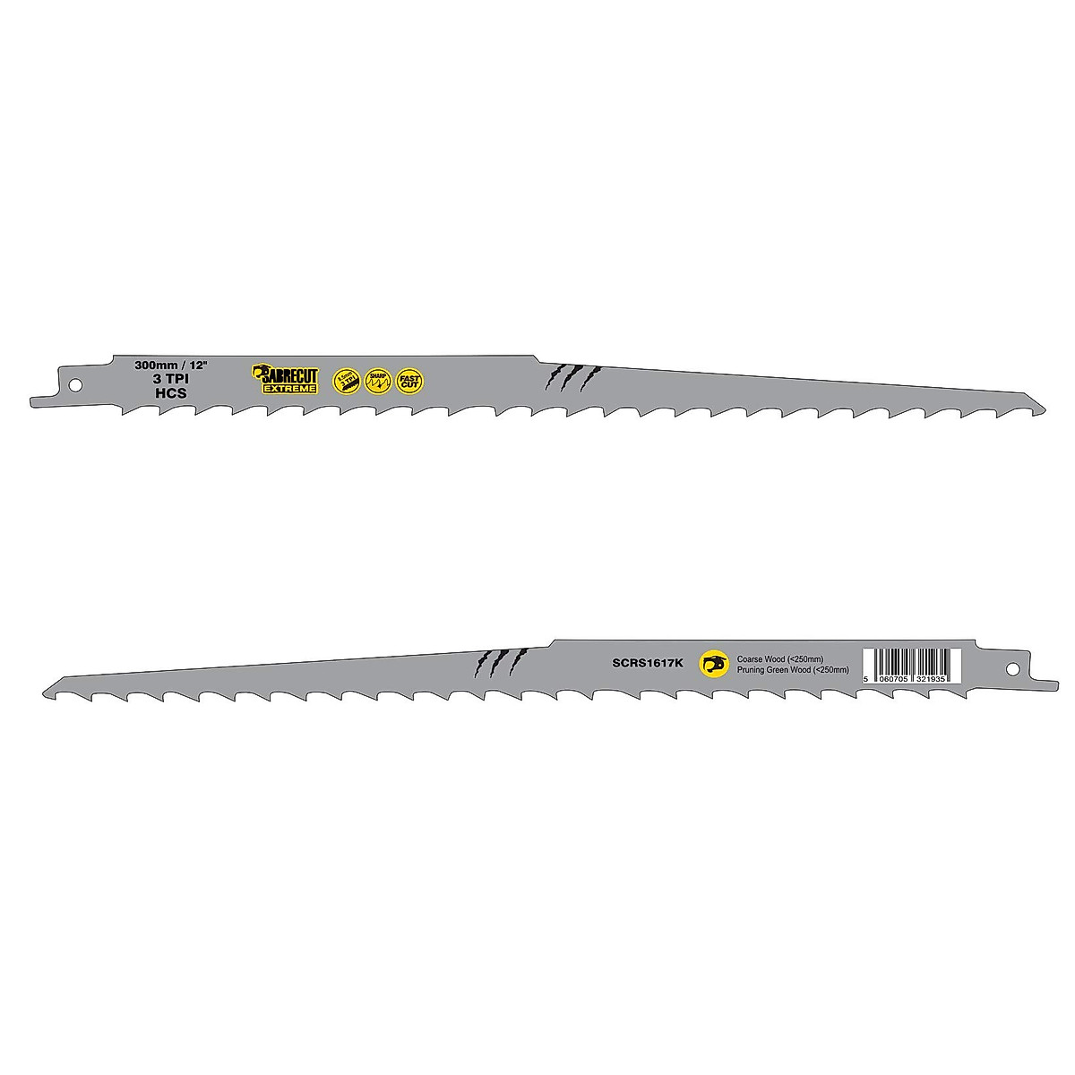 10 x SabreCut SCRS1617K_10 12" (300mm) 3 TPI S1617K Very Fast Wood Cutting Reciprocating Sabre Saw Blades Compatible with Bosch Dewalt Makita and Many Others