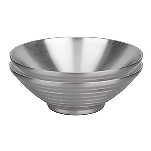 IMEEA Soup Bowls Ramen Bowls SUS304 Stainless Steel Bowl Double Walled Serving Bowl for Udon Soba Pho 9.5-Inch (2-Piece)