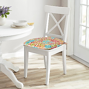 FUNHOME Outdoor Chair Cushions Set of 4, Waterproof Seat Cushions D16xW17 Inch, All Weather Patio Chair Pads with Tie, Cushions for Furniture Garden Office Decoration, Corinthian Dapple