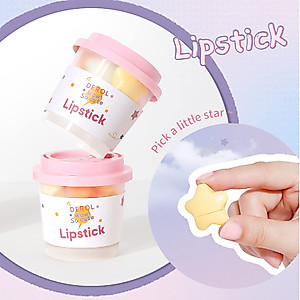 AKARY 6 Colors Mini Lipstick Set, High Pigment Stars Candy Matte Multicolor Red Lips Velvety Soft Lip Stick Waterproof Long Lasting Cute Capsule Lip Gloss, Non-Stick Cup Lip Makeup Gift Set for Women Girls