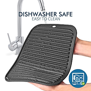 HOTEC Silicone Trivets for Hot pots and Pans, Heat Resistant for Kitchen Counter Dish Drying Mat, Set of 2 Dark Grey