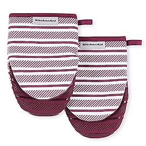 KitchenAid Albany Mini Oven Mitt 2-Pack Set, Beet, 5.5"x8"