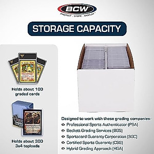 BCW 3ct Graded Shoe Box | Cardboard Card Storage Box Holds 300 3x4 Toploaders | 100 Graded Cards | PSA, BGS, SGC Compatible | Sports Card Storage Box