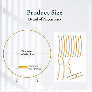 Sunnacate Balloon Arch Stand, 6.56 Ft Stable Golden Circle Balloon Arch Frame Round Backdrop Stand for Wedding Birthday Party Baby Shower Decoration