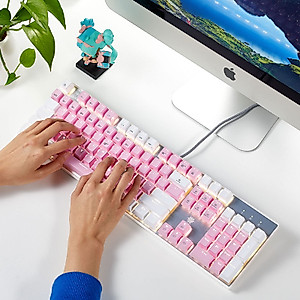 Hexgears GK715 Mechanical Gaming Keyboard, 104 Keys Full Size Wired Computer Keyboard, Hot Swappable Kailh Box Switches, ABS Keycaps, Blue Backlit Gaming Keyboard for PC/Laptop