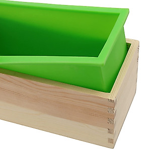 ZOENHOU 3PCS 42oz Green Soap Molds with 3 Lids, Flexible Rectangular Silicone Soap Making Molds Kit with Wood Box DIY Tool Set for Soap Making Supplies