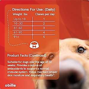 Obille Allergy Aid for Dogs 160 Chews 12 oz – Relieves Itchy Skin, Healthy Coat, Safe Natural Ingredients, Antioxidant Immunity Booster with Omega3 & Turmeric