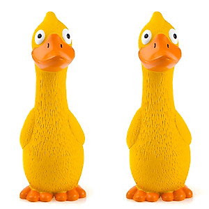 CHIWAVA 2 Pack 7.9 Inch Squeak Latex Dog Toy Yellow Duck Interactive Play for Small Medium Dogs