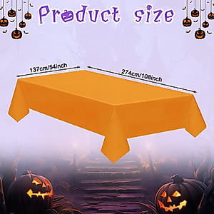 Rainmae 12pcs Halloween Disposable Plastic Tablecloth for Rectangular Tables, 54 x 108 Inch Waterproof Table Covers for Halloween Indoor Outdoor Events and Parties(Black Purple Orange Green)