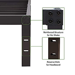 45MinST 14 Inch Reinforced Platform Bed Frame/3500lbs Heavy Duty/Easy Assembly Mattress Foundation/Steel Slat/Noise Free/No Box Spring Needed, Queen