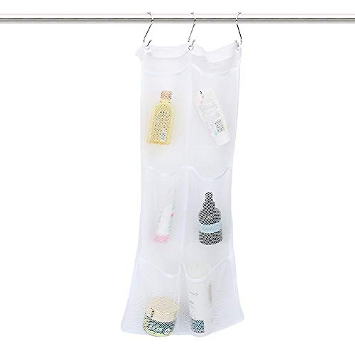 Hanging Mesh Bath Shower Caddy Organizer with 6 Clear Storage Pockets, 3 Hooks, Space Saving Organizer Bathroom Accessories (2#)