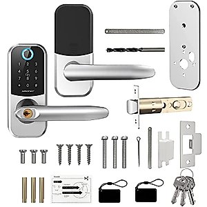 Smart Lock, SMONET Deadbolt Lock with Keypad, Keyless Entry Biometric Fingerprint Front Door Locks, Bluetooth Electronic Digital Lock with Reversible Handle, App Control, IC Card for Home, Apartment