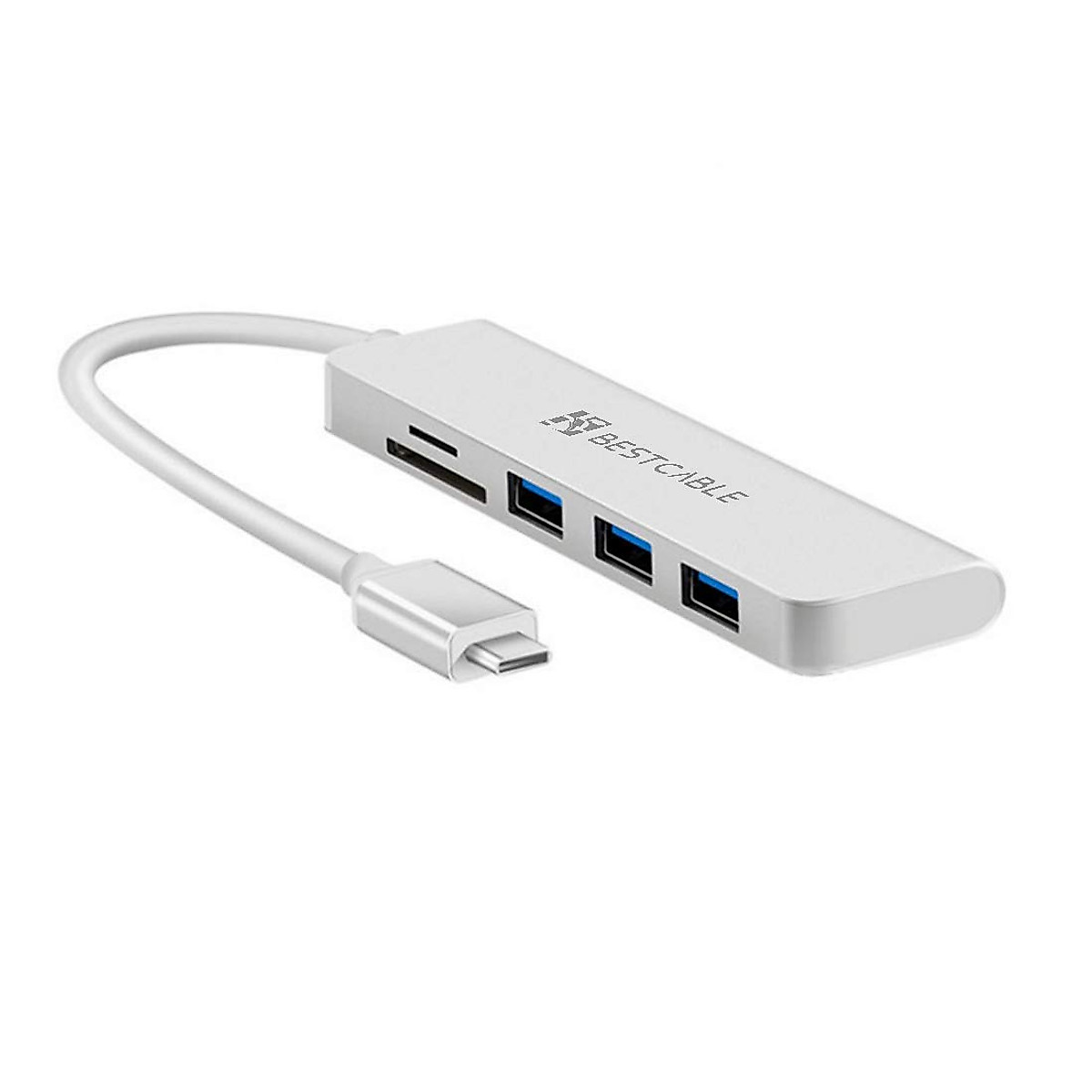 BEST CABLE USB C Hub Multiport Adapter - 5 in 1 Portable with 3 USB 3.0 Ports, SD/TF Card Reader, Compatible with MacBook, XPS More USB C Devices