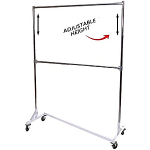 Only Hangers Industrial Strength Z Rack with Add-On Hangrail and Built-in Height Extensions - Decorative White Base - Tallest Z Rack Available!