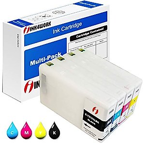 INK4WORK Remanufactured Ink Cartridge Replacement for Epson 676XL T676XL 676 XL for use with Workforce Pro WP-4010 WP-4020 WP-4023 WP-4090 WP-4520 WP-4590 (B/C/M/Y, 4-Pack)