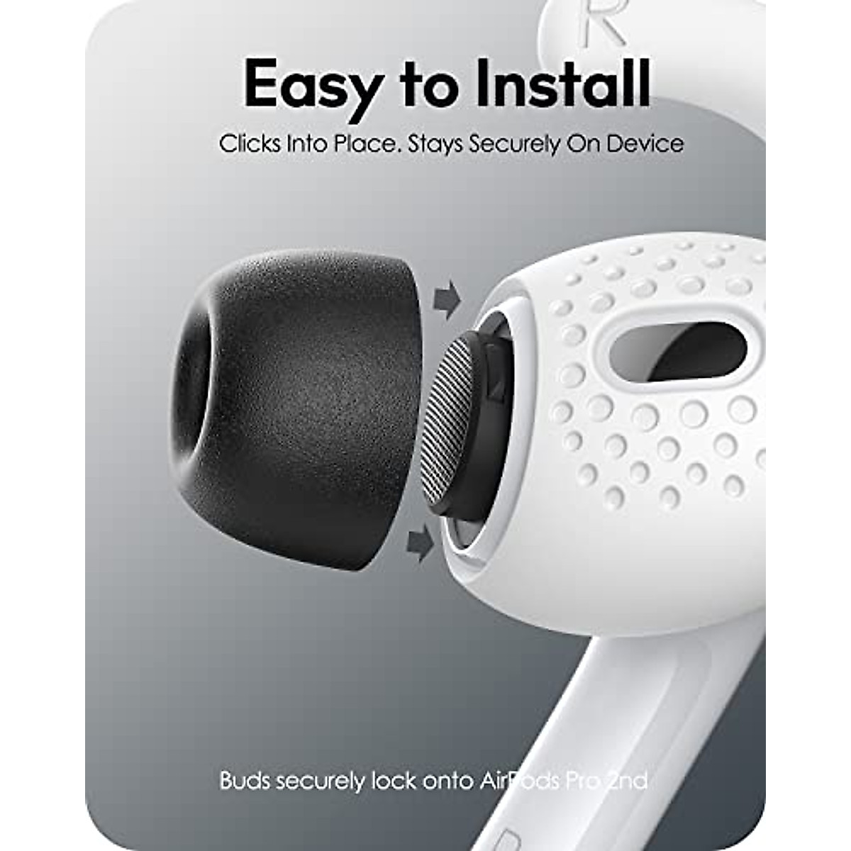 Gcioii 4 Pairs Memory Foam Tips and Ear Hooks Accessories for Apple AirPods Pro 2nd Generation (XS/S/M/L Buds, White Hooks)