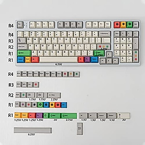 PBT Grey White Keycaps Set Cherry Profile 141 Keys Custom Dye-Sub Keyboard Keycaps for 60% 65% 70% 100% Cherry Gateron MX Switches Mechanical Keyboards