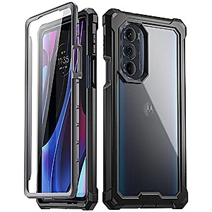 Poetic Guardian Series Case Designed for Motorola Edge Plus 5G 6.7" (2022) / Edge+ 5G UW (2022), Model # XT2201,Full Body Hybrid Shockproof Bumper Cover with Built-in Screen Protector, Black/Clear