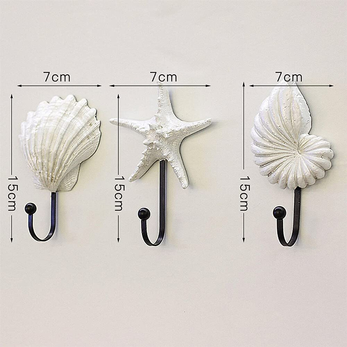 EUBUY Coat Hooks, 3PCS Resin Ocean Style Seashell Wall Hooks Decorative Wall Hooks for Hanging Keys, Towels, Coats, Hats, Robes, Clothes, Home Utility Hook for Bathroom Shower Kitchen Door Decor