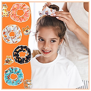 8 Pcs Corgi Dog Hair Scrunchies 1 Corgi Makeup Bag and 50 Pcs Welsh Corgi Pembroke Stickers,Cotton Corgi Scrunchy Corgi Print Travel Makeup Pouch Pencil Case Presents for Women Girls