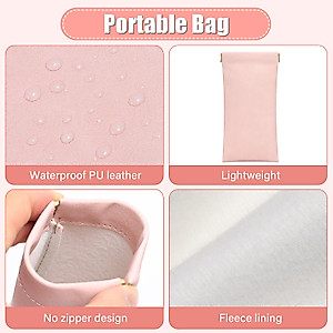 Sightor Sunglass Case, 2 Pcs Travel Soft Eyeglass Cases for Women Portable Squeeze Top Leather Glasses Pouch (Black, Rose)