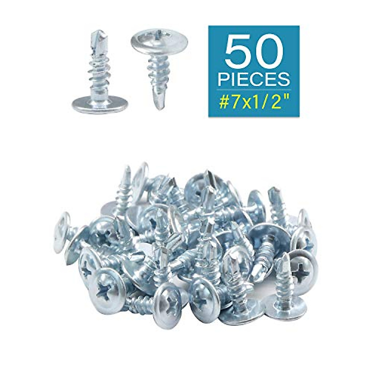 IMScrews 50pcs #7 x 1/2" Self Drilling Truss Head Screws Standard Thread Wood Work MDF Zinc