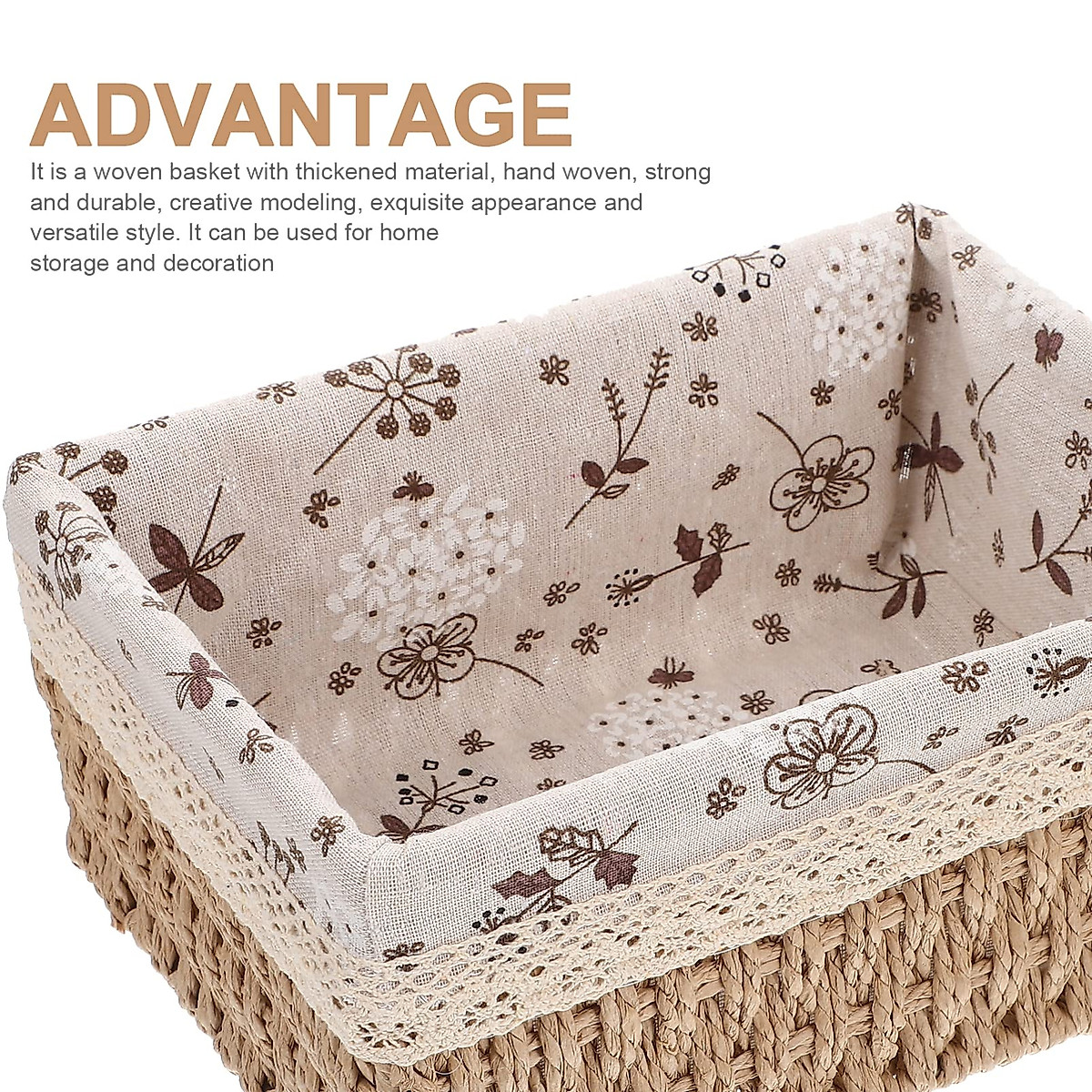 Cabilock Hyacinth Desktop Lined Beige Shelves Container Hand Sundries Countertop Living Cloth Flower Holder Liner Small Toilet Xxcm Towels Fabric Shelf Baskets Wicker Makeup Straw
