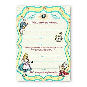 POP parties Alice In Wonderland LARGE Invitations - 10 Invitations + 10 Envelopes