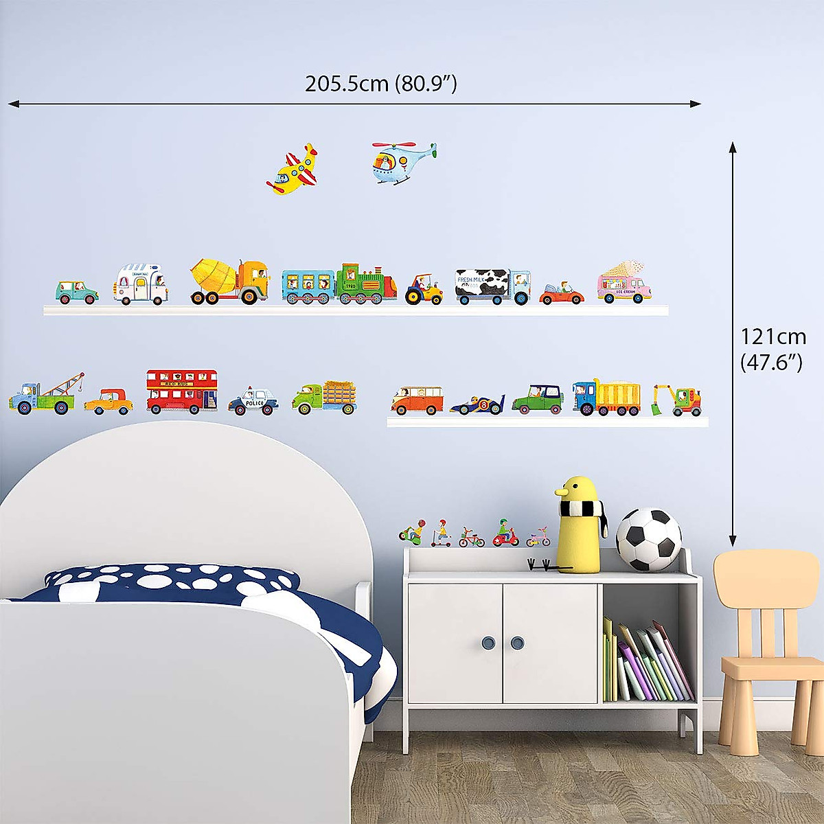 DECOWALL DW-1405 The Transports Kids Wall Stickers Wall Decals Peel and Stick Removable Wall Stickers for Kids Nursery Bedroom Living Room d?cor