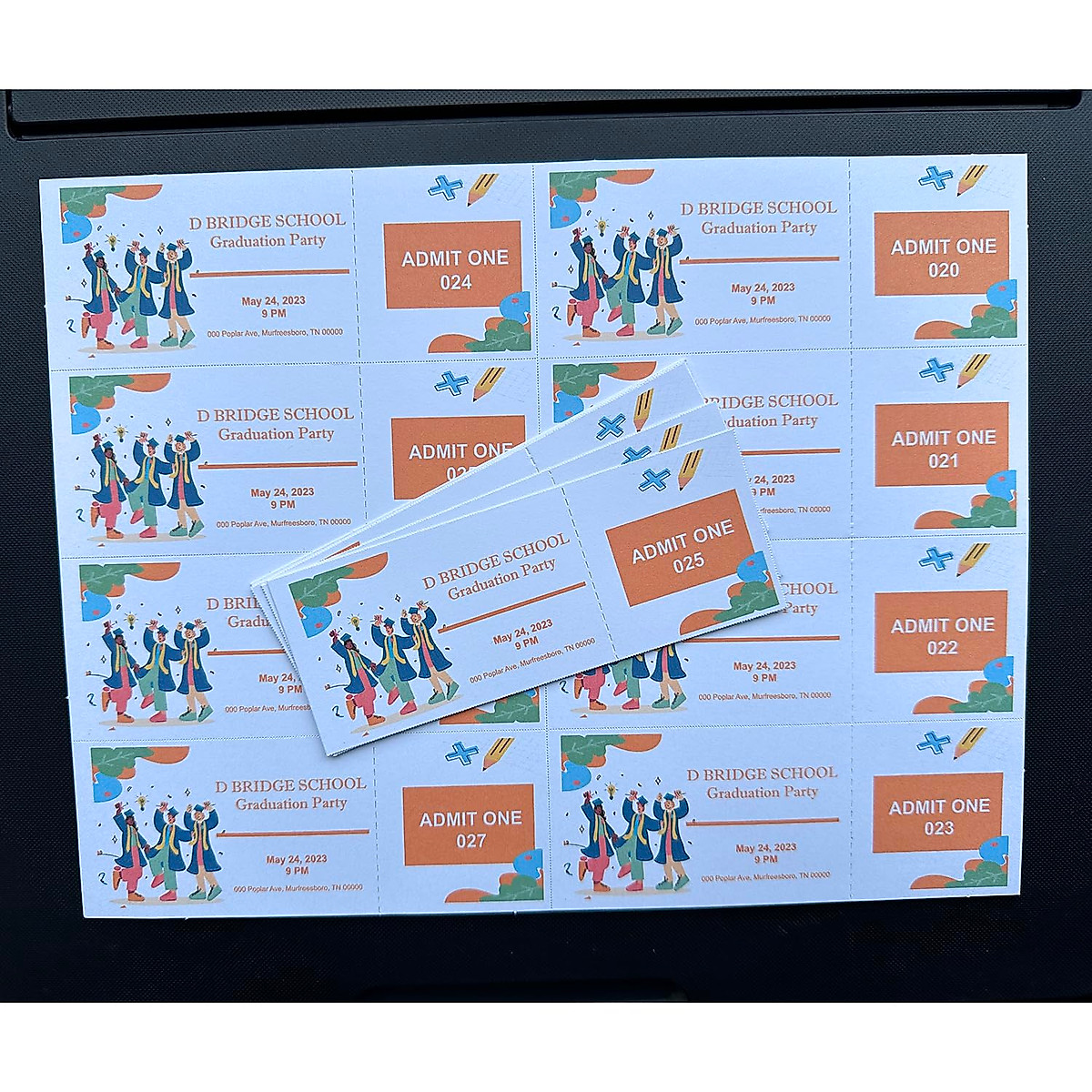 Mr-Label 210GSM Heavyweight Printable Raffle Tickets with Tear-Away Stubs, Micro-Perforated Cardstock, Laser/Inkjet, for Raffle and Event Tickets (2-1/8" x 5-1/2", 25 Sheets 200 Tickets)