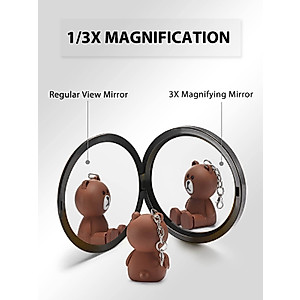 Getinbulk Compact Mirror Bulk, Set of 12 Double-Sided 1X/3X Magnifying PU Leather Round (Black, 2.7inch Diameter)