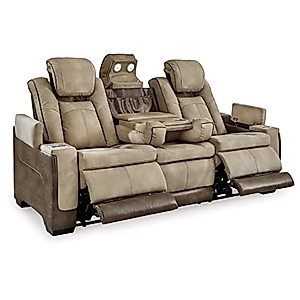 Signature Design by Ashley Next-Gen DuraPella Power Recliner with Adjustable Headrest, Sand & Next-Gen DuraPella Power Reclining Sofa with Adjustable Headrest, Sand