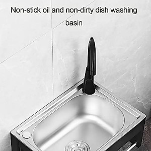 Commercial Restaurant Kitchen Sink 1 Compartment Stainless Steel Sink Wall Mounted Sink With Faucet Combo And Strainer For Restaurant,Laundry Room,Backyard,Kitchen,Garage (Color : Bracket2, Size : 5