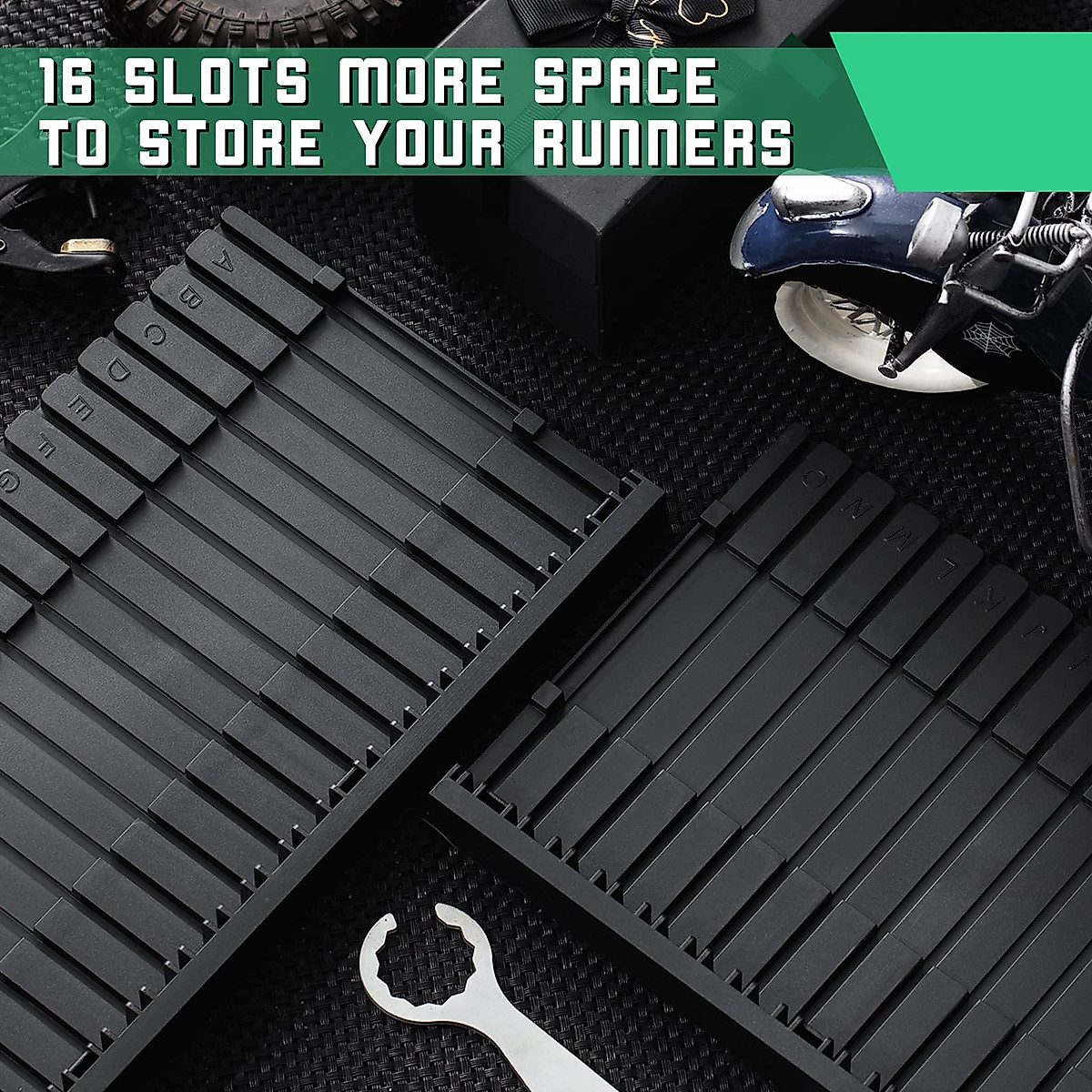 Wesiti 2 Pcs Model Pieces Shelves Stand Plastic Parts Shelf Tool Placing Rack for Model Action Figures Hobby DIY Making Accessories, Black