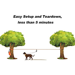 XiaZ Dog Tie Out Cable for Camping, 50ft Portable Overhead Trolley System for Dogs up to 200lbs，Dog Lead for Yard, Camping, Parks, Outdoor Events,5 min Set-up