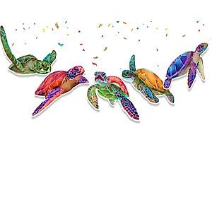 Turtle Under The Sea Birthday Banner Cute Watercolor Turtles Party Supplies Baby Shower | Birthday Decorations for Watercolor Sea Animals