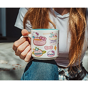 Silver Buffalo Hello Kitty Kawaii Tokyo Allover Icons Ceramic Stacking Mug | Holds 13 Ounces