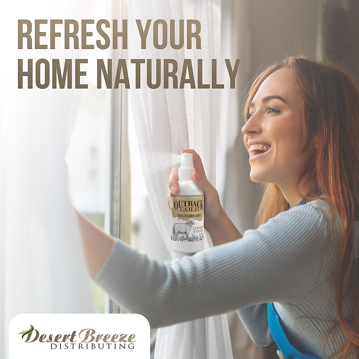 Outback Gold - Wool Cashmere Spray, Linen Sprays for Pillows and Sheets, Bed Spray Freshener & Deodorizers for Home, Lavender & Vanilla Fabric Sprays, Natural Fabric Freshener - 8 Fl Oz