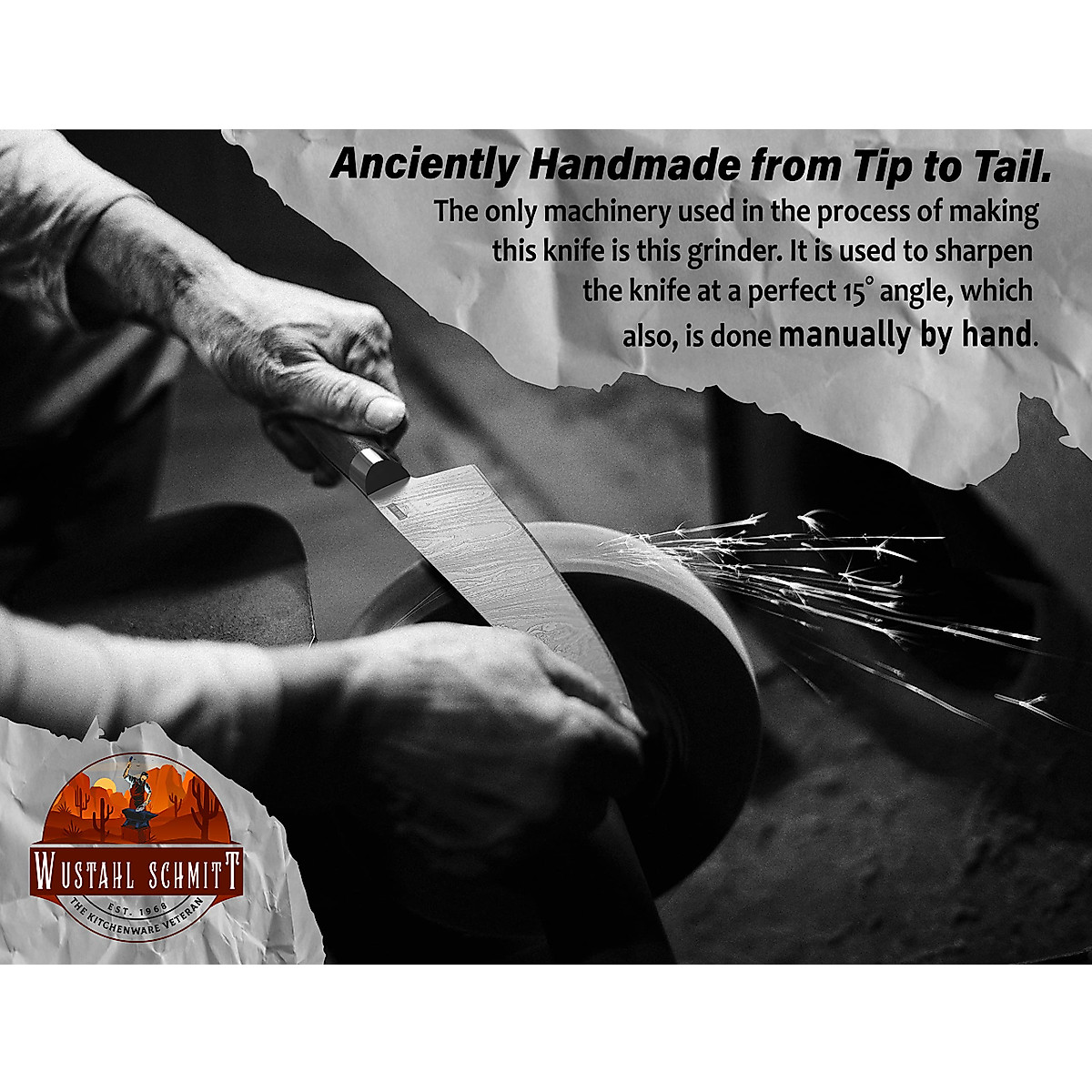 WUSTAHL Hand Forged 8 inch Professional Real Damascus Chef Knife. Japanese Blade made of Ancient Damascus Steel. German Handle, Handmade from Pakkawood. High Carbon, Sharp Gyuto Kitchen Knife.