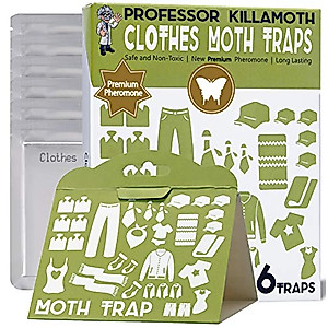 Clothes Moth Traps 6 Pack | Child and Pet Safe | No insecticides | Premium Attractant | Protect Clothes, Sweaters, Wool, Carpet | Safe Moth Killer