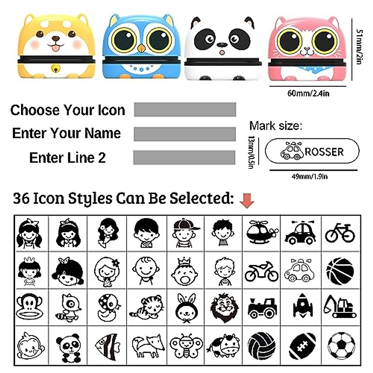 Name Stamp for Clothing Kids,Extra 100 or 200 Personazlied Name Labels for School Supplies Waterproof,Customized Name Stamp,Clothes Stamp for Kids Waterproof,Personalized Name Stamp,Custom Label Stamp for Kids School Stuff,Fabric Name Stamp for Clothes