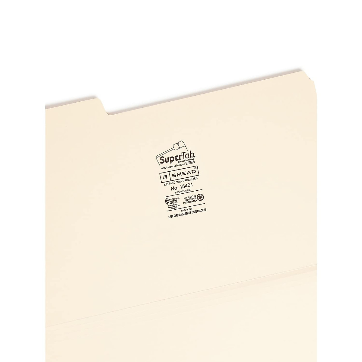 Smead 15401 SuperTab Heavyweight Folder Manila 1/3 Cut Legal 50/BX