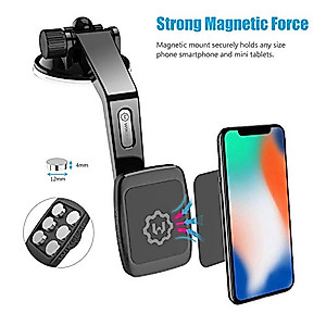 WixGear Magnetic Mount, Universal Dashboard Curved Magnetic Phone Car Mount Holder for Cell Phones and Mini Tablets with Fast Swift-snap Technology, Magnetic Cell Phone Mount