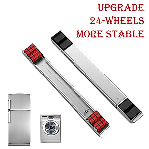 2 Pack Heavy Duty Extensible Appliance Rollers, Adjustable Washing Machine Base Washer Dryer Pedestals Wheels, Easy Sliders Appliance Movers for Refrigerators, Dishwashers, Max Load 500KG (Silver)