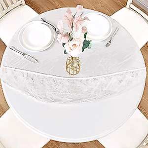 LUSHVIDA Round Waterproof Table Cover Elastic Tablecloth Vinyl Fitted Table Cover Elastic Edged Plastic Table Cover Fits Tables up to 36"-44" R Clear