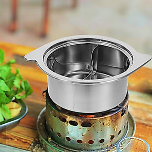 ERINGOGO Hot Pot with Divider, 9 Stainless Steel Shabu Shabu Pot Nonstick Stockpot, Dual Sided Soup Pot Saucepot, Chinese Yin Yang Hot Pot for Induction, Gas Stovetop