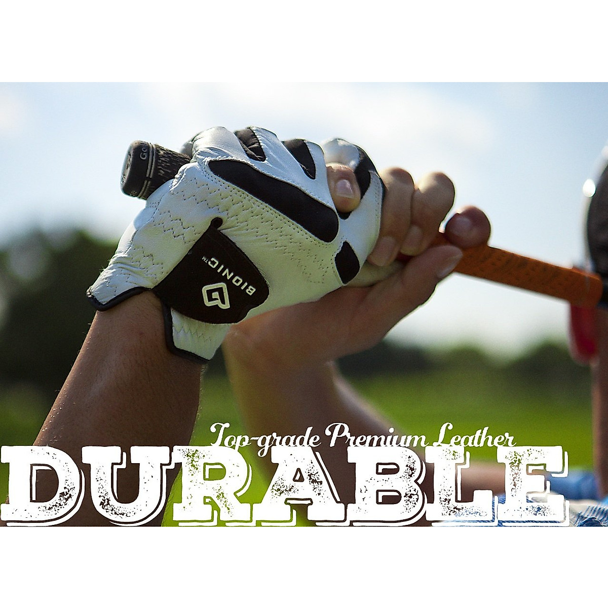 Bionic Gloves –Men’s StableGrip Golf Glove W/Patented Natural Fit Technology Made from Long Lasting, Durable Genuine Cabretta Leather, White, Large